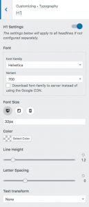 Advanced Typography Settings - Page Builder Framework